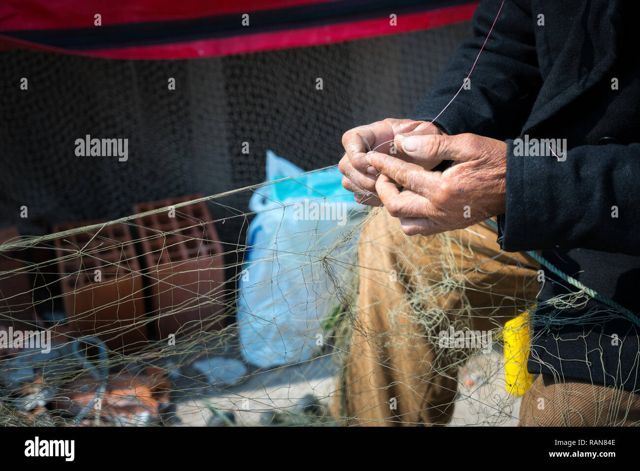 Industrial Fishing Equipment Fishnets and Fishing Lines Stock Photo - Alamy
