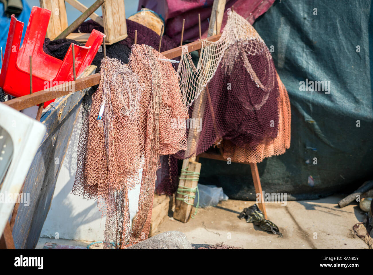 Industrial Fishing Equipment Fishnets and Fishing Lines Stock Photo - Alamy