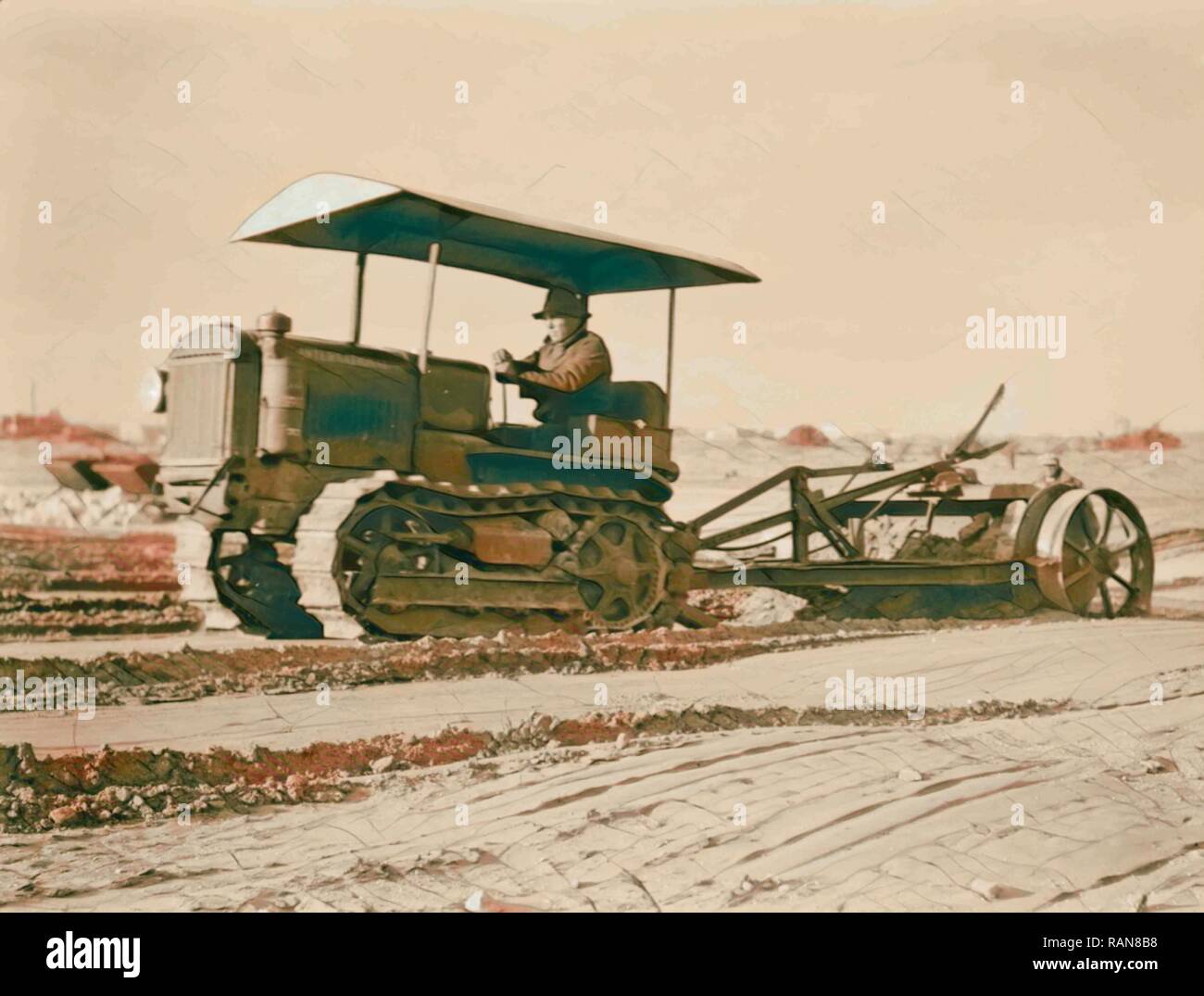 Jewish colonies. Haifa Bay project. Building & sand tractors. 1934 ...