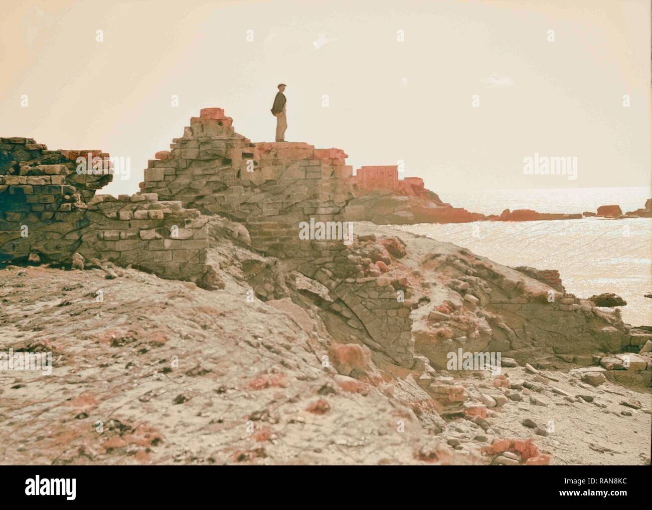 Caesarea. 1937, Israel, Caesarea. Reimagined by Gibon. Classic art with ...
