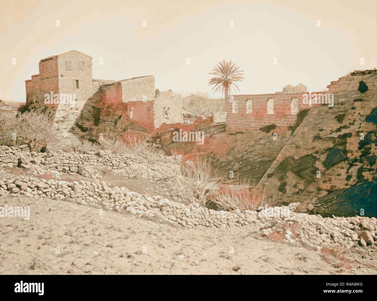 Caesarea. 1937, Israel, Caesarea. Reimagined by Gibon. Classic art with ...