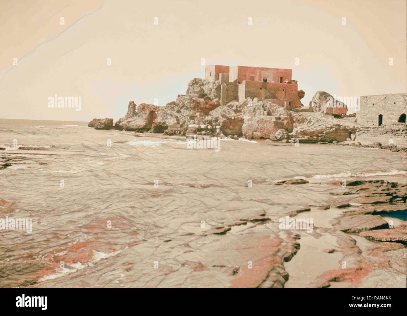 Caesarea. 1937, Israel, Caesarea. Reimagined by Gibon. Classic art with ...