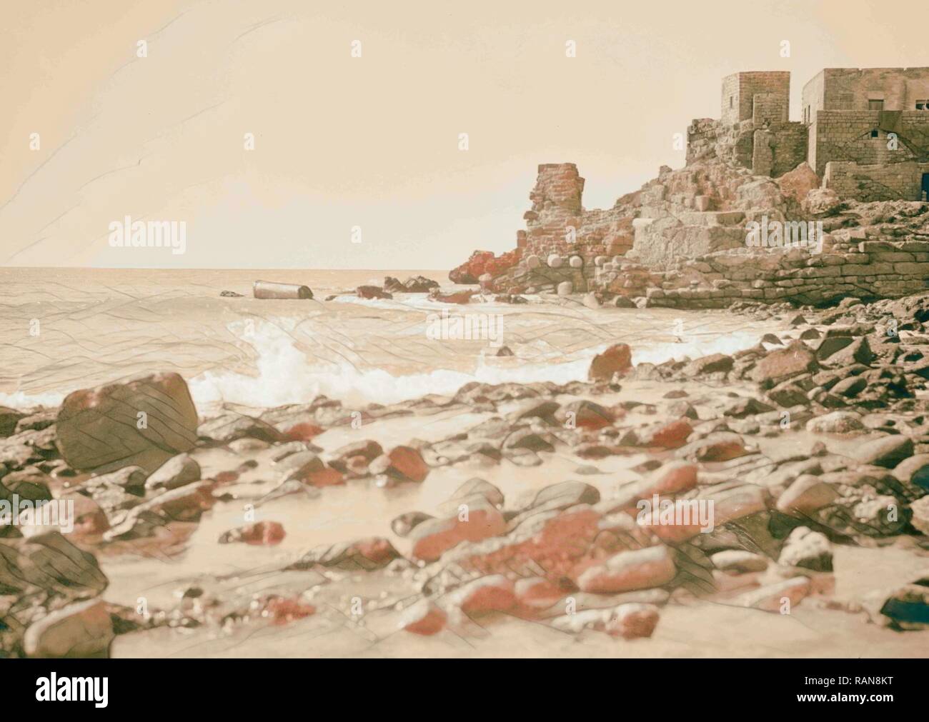 Caesarea. 1937, Israel, Caesarea. Reimagined by Gibon. Classic art with ...