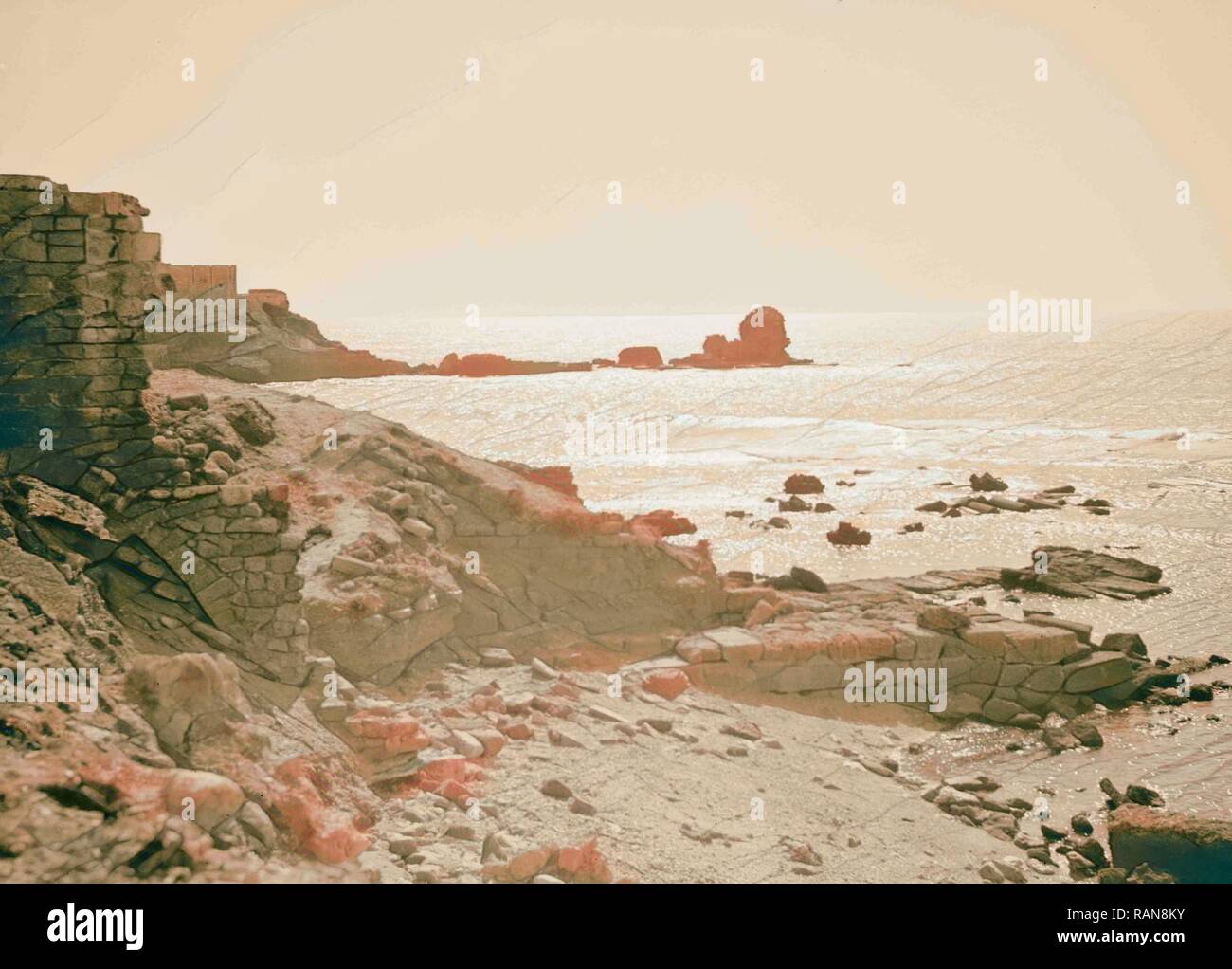 Caesarea. 1937, Israel, Caesarea. Reimagined by Gibon. Classic art with ...