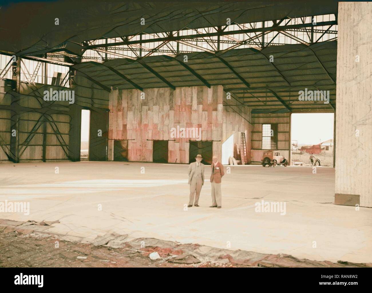 Hangar at Lydda. Interior and exterior. 1934, Israel, Lod. Reimagined ...