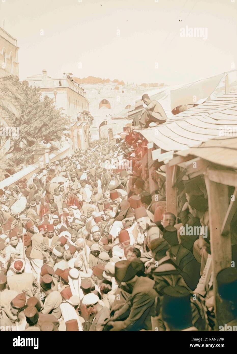 Nebi Musa, 1937, at shrine, procession, Jerusalem, Israel. Reimagined ...