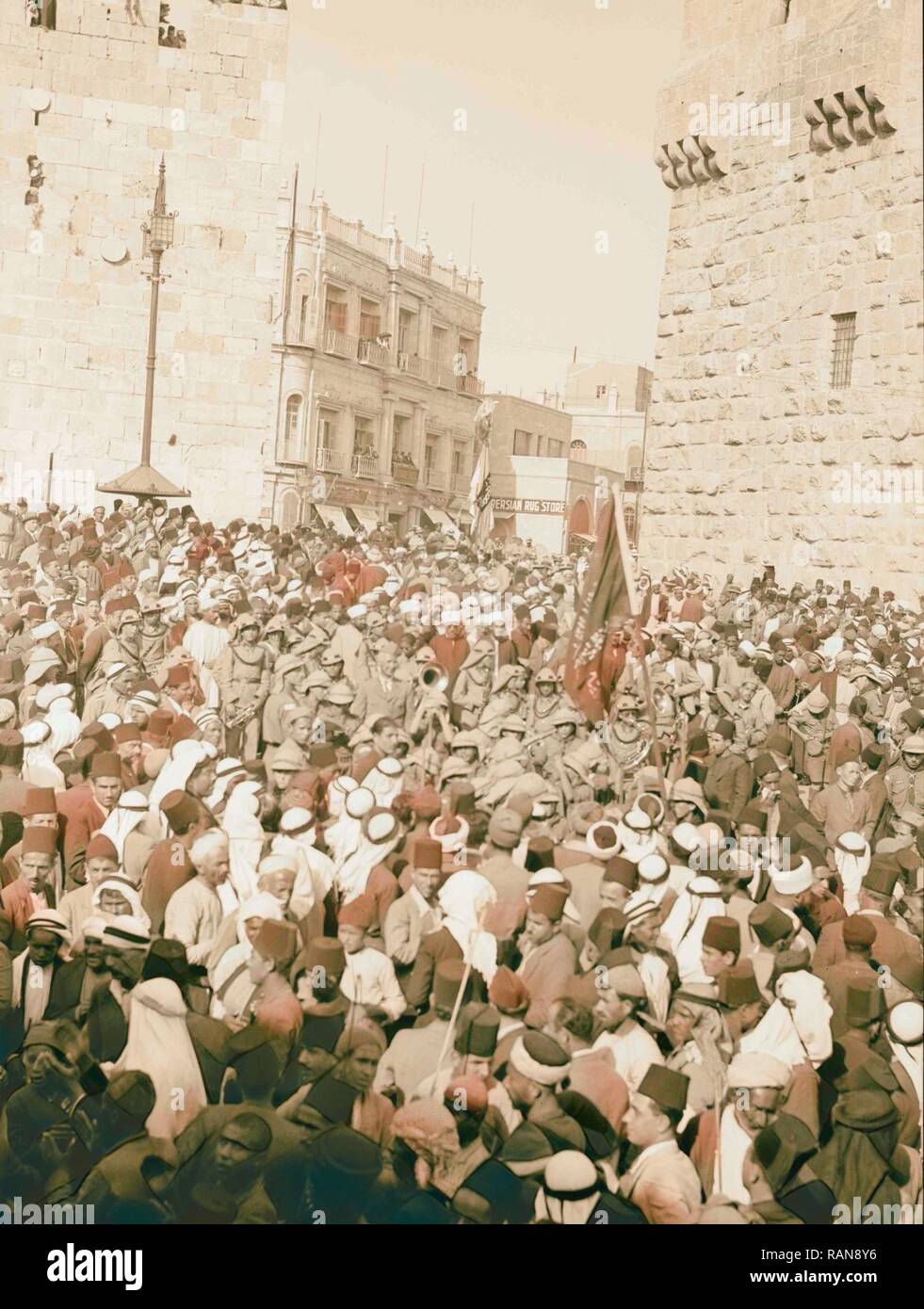 Nebi Musa,procession in street, American Colony store in background ...