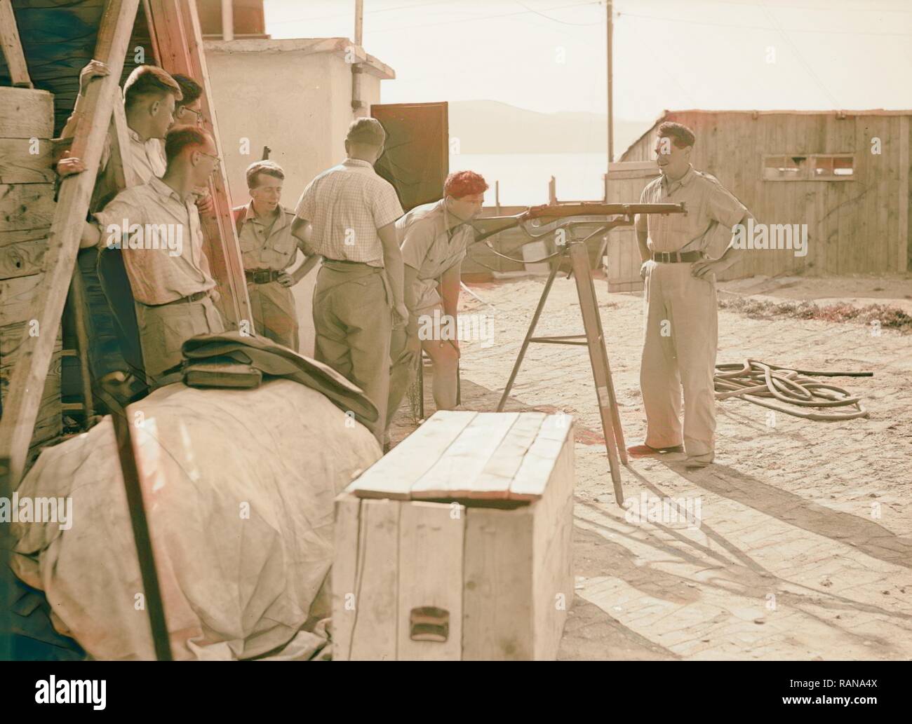 Ain Geb. Jewish settlement on the east side of S. Galilee. Group of ...