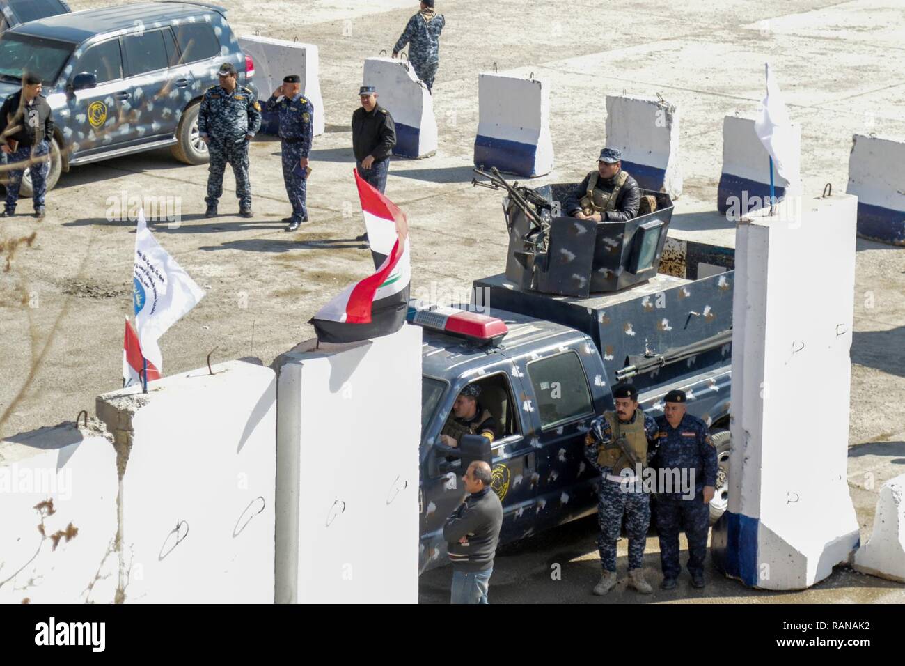 Iraqi federal police marshal at tactical assembly area Hamam al-Alil ...