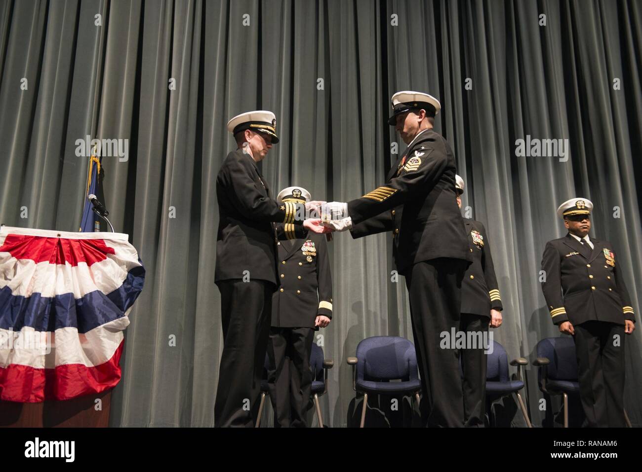 KEYPORT, Wash. (Feb. 27, 2017) Cmdr. Donald Tenney, left, commanding ...