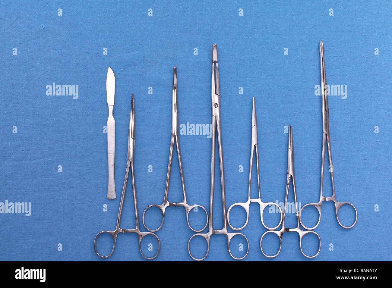 surgical tools on the table before the operation Stock Photo - Alamy