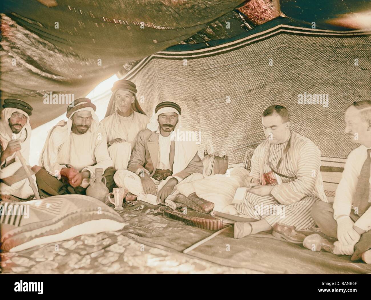 Aref el Aref & Bedouin sheikhs Photo shows John D. Whiting on the far ...