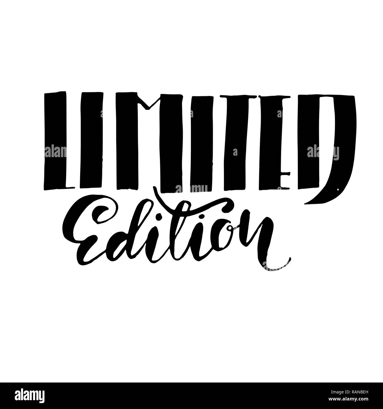 Limited edition. Ink handwritten lettering. Modern dry brush ...