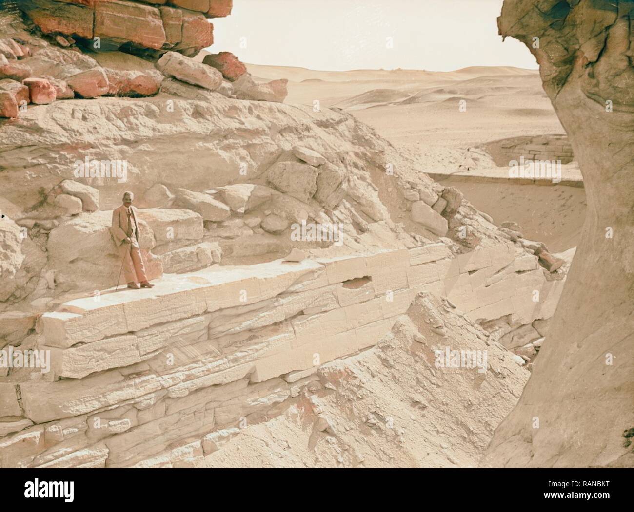 The fourth pyramid. Close up of one side of pyramid with Dr. Selim Bey ...