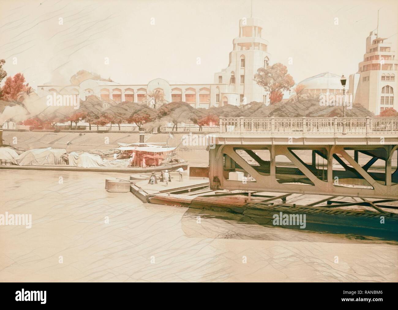 River scenes. The Nile. Craft pasing through open bridge. 1934, Egypt ...