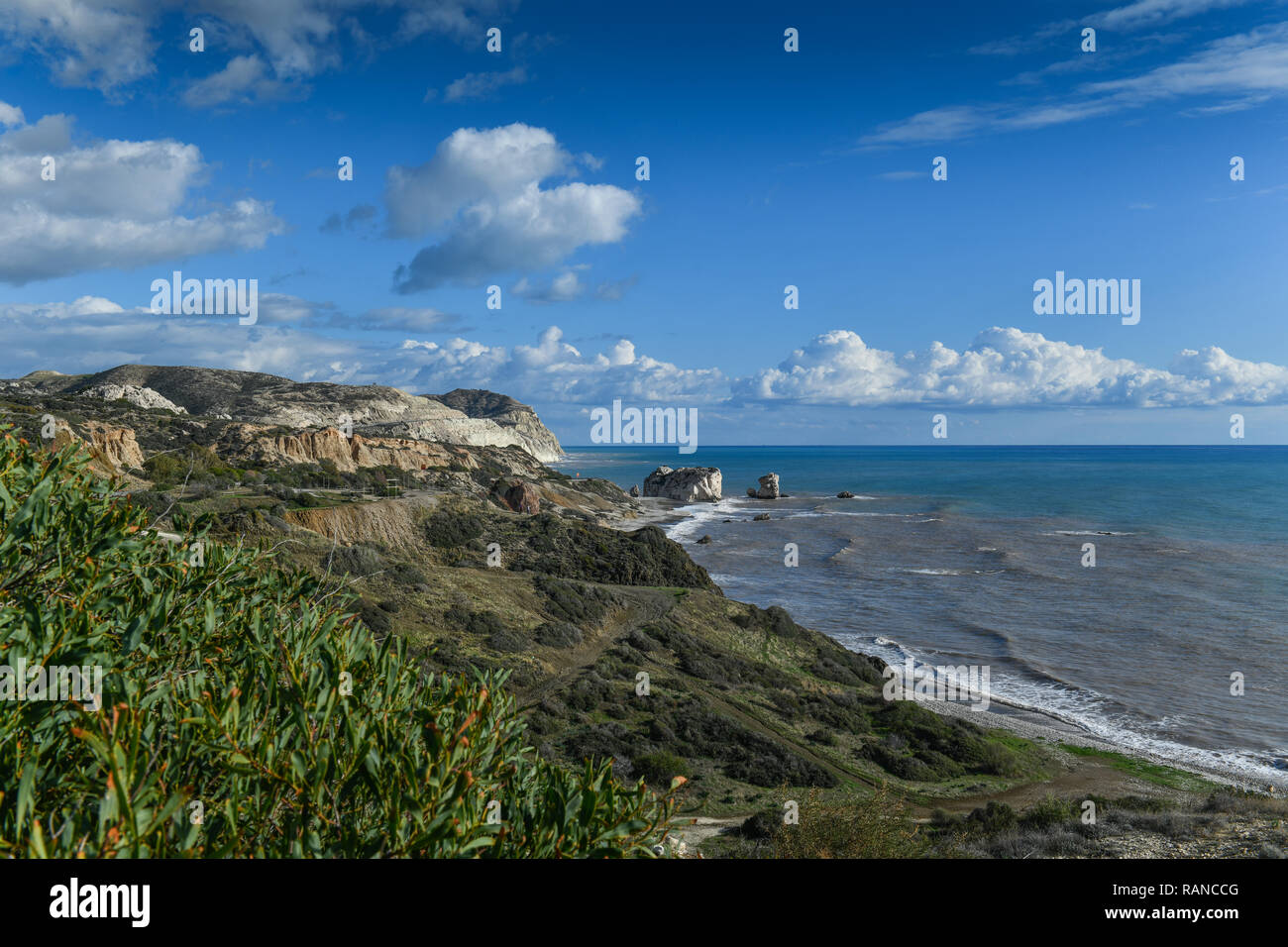 Beach, rock of Aphrodite, Petra tou Romiou, Cyprus, Strand, Felsen der ...