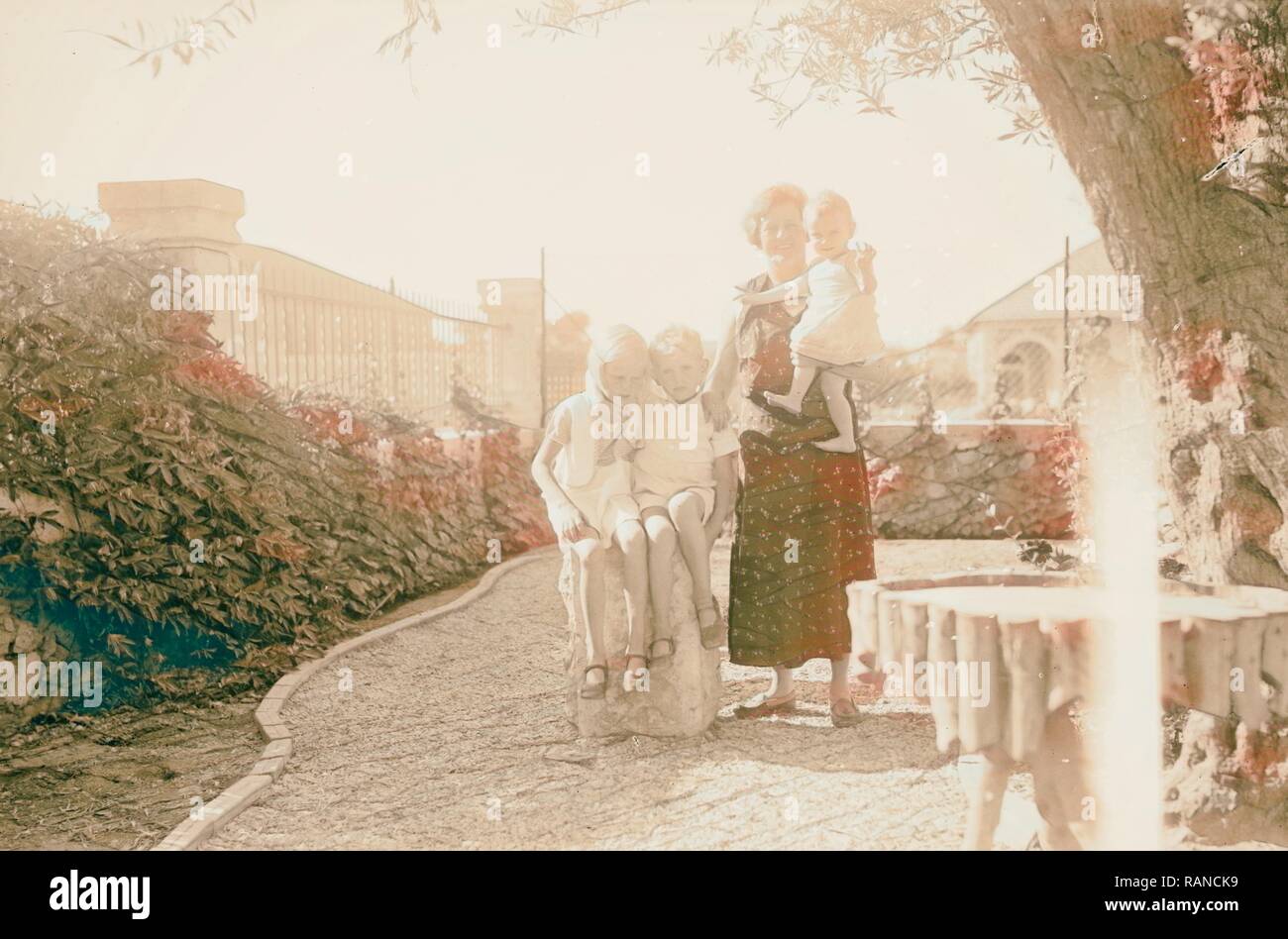 Edith Matson & 3 children. 1924, Middle East, Israel and/or Palestine ...