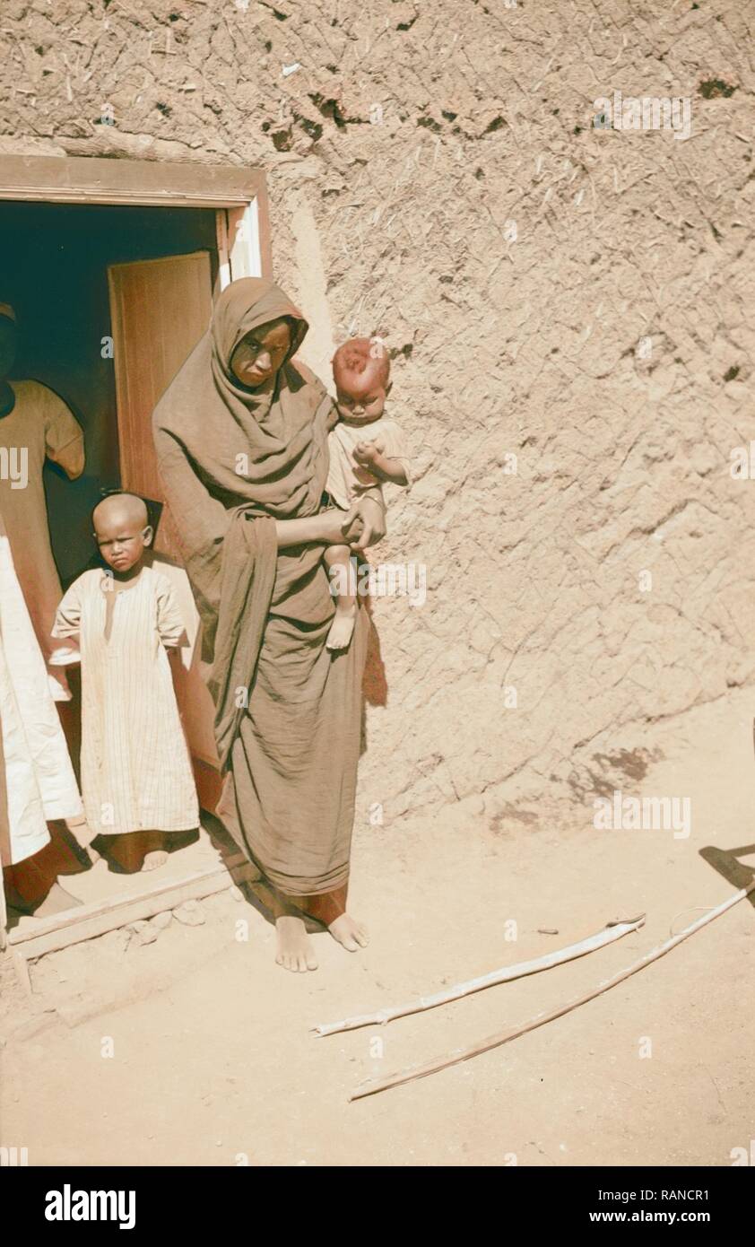 Sudan. Khartoum. Near Shambat. Native woman with her children. 1936 ...