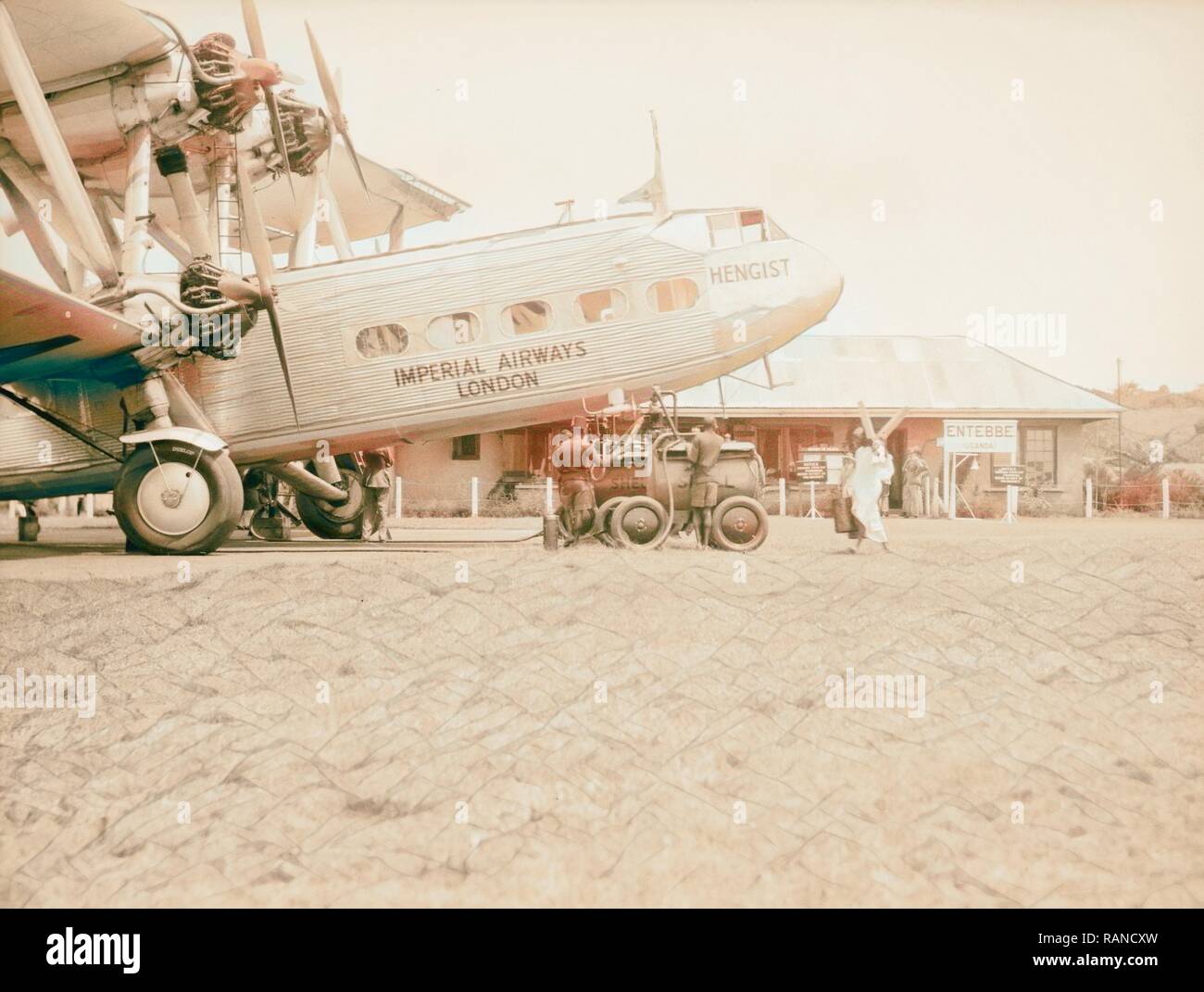 Uganda. Entebbe. Plane landed on aerodrome. 1936, Uganda, Entebbe ...