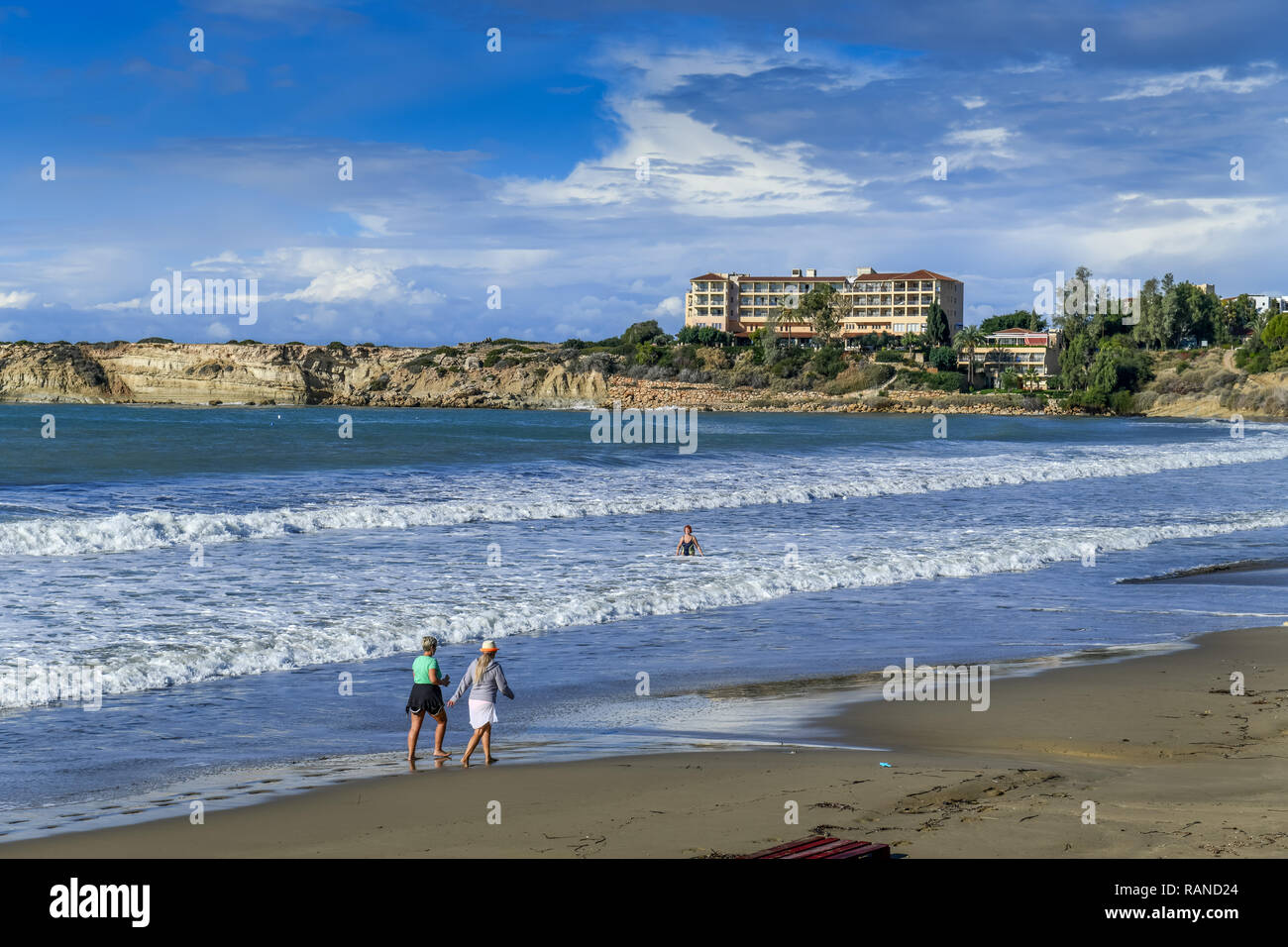 Beach Coral Bay, Pegeia, Cyprus, Strand Coral Bay, Zypern Stock Photo ...