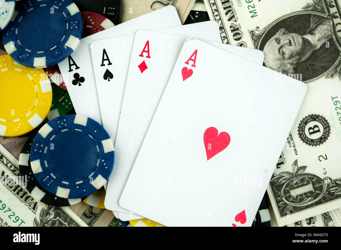 Money Chips and Gambling Cards Photo Stock Photo - Alamy