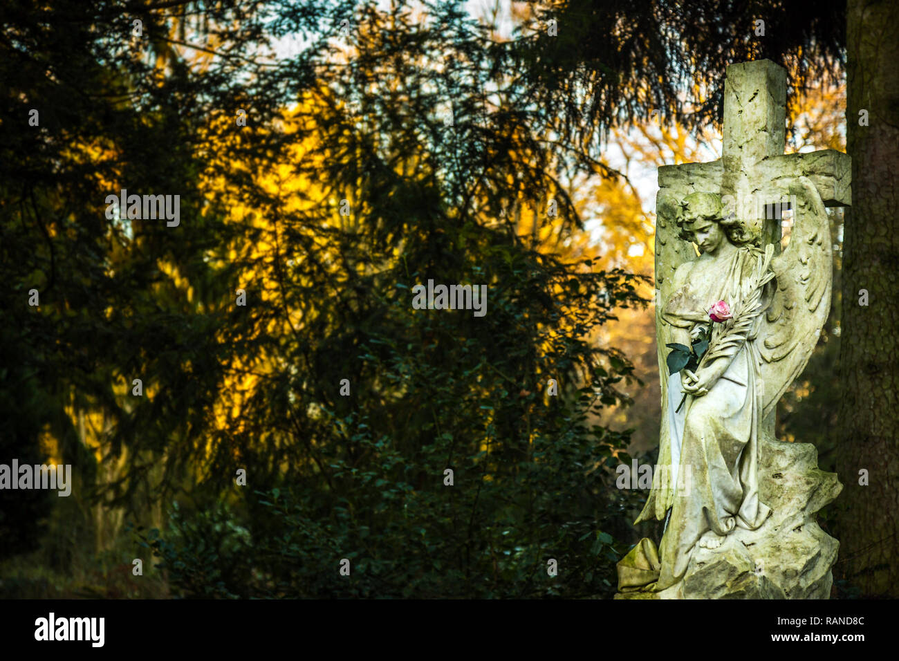 Christianity Symbol Mother Mary Sculpture in Cemetery Photo Stock Photo ...