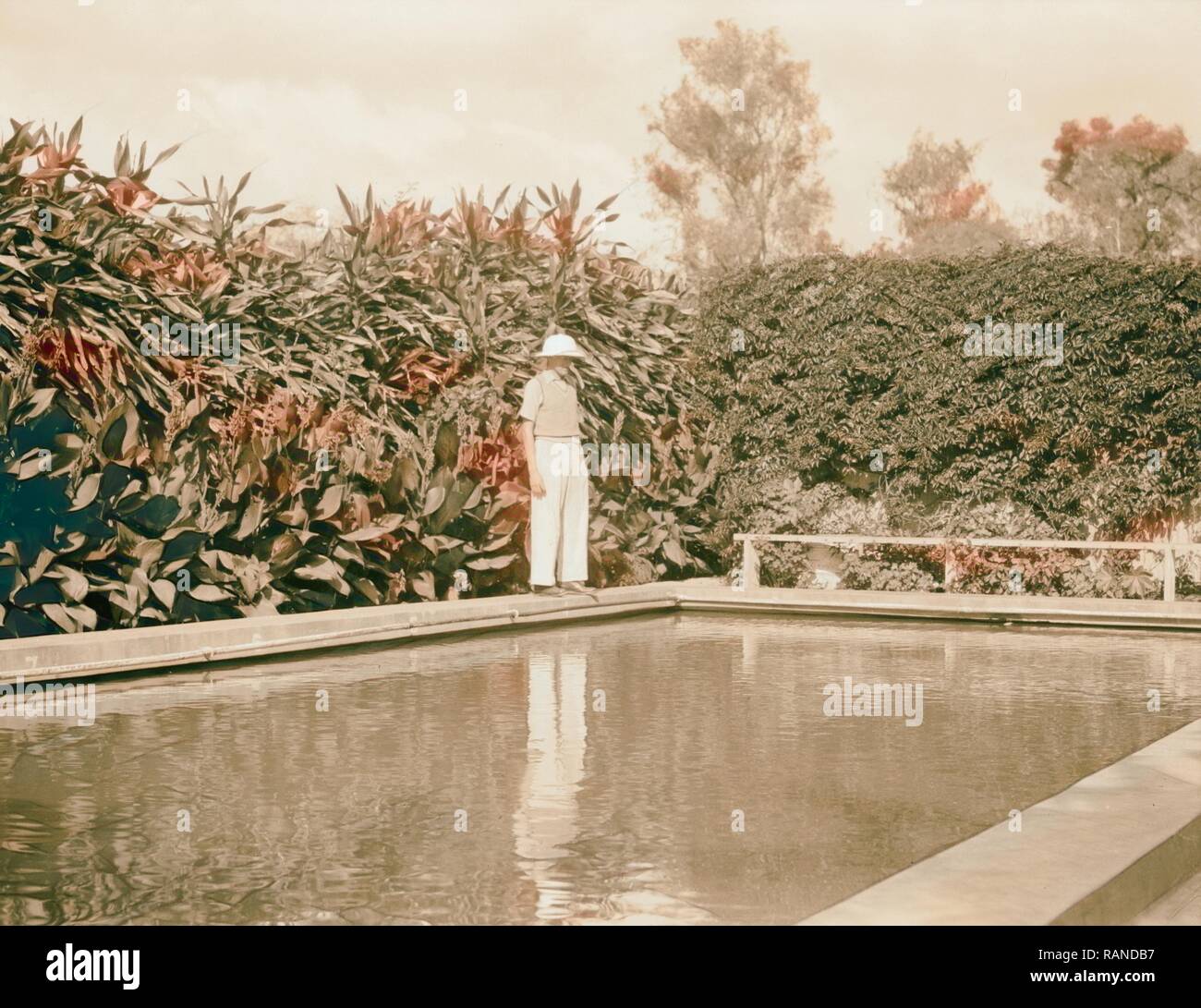 Tanganyika. Arusha. Arusha Hotel. Swimming pool in the midst of ...