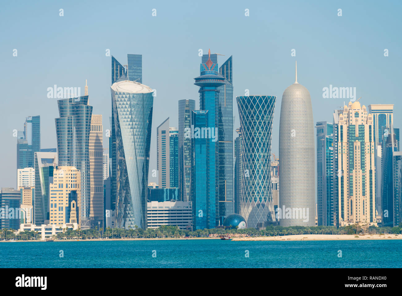 Daytime Skyline view of West Bay business district from The Corniche in ...