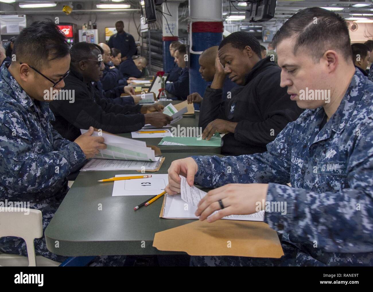 PHILIPPINE SEA (March 2, 2017) Sailors participate in the Navywide E-6 ...