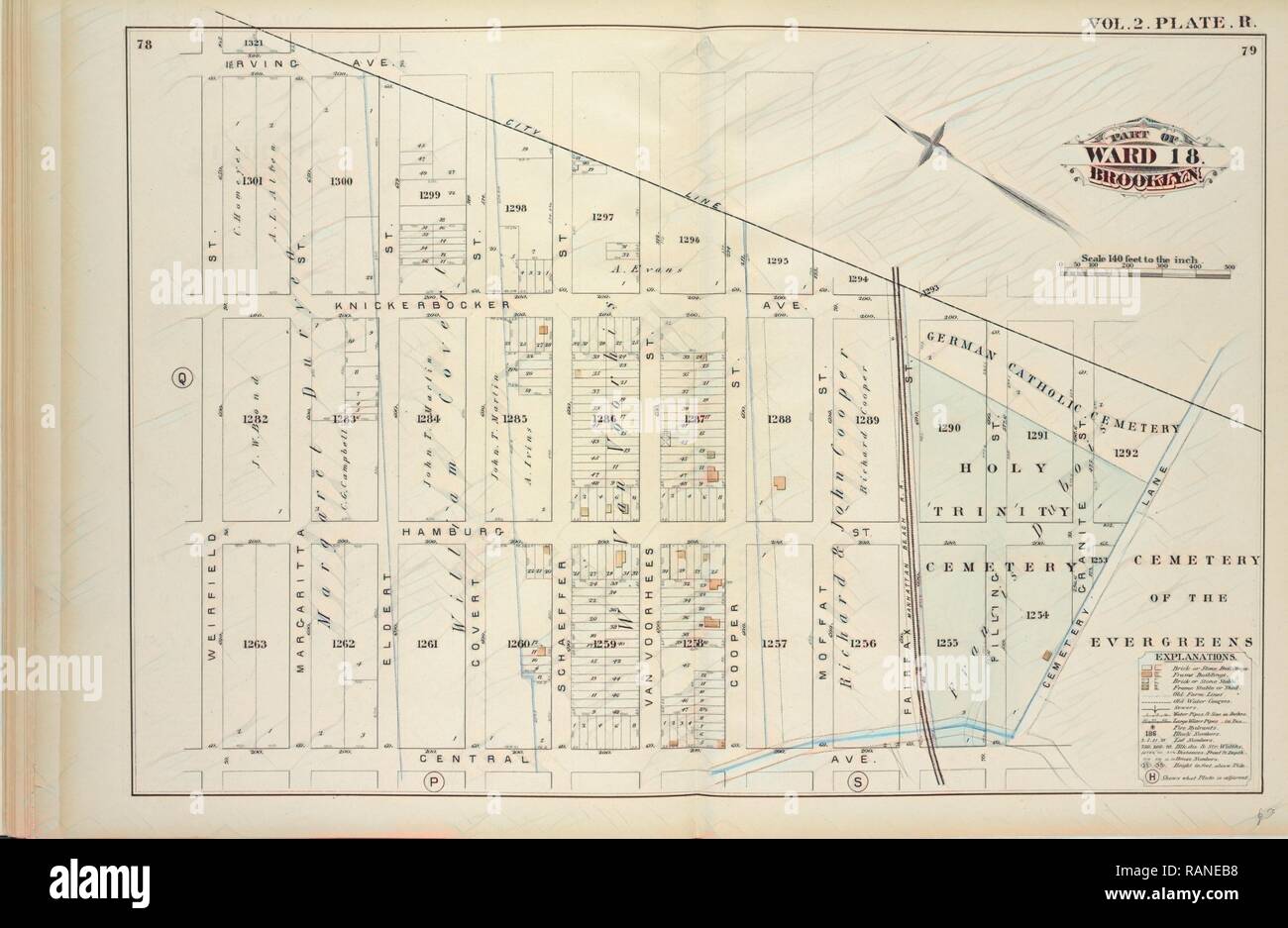 Vol. 2. Plate, R. Map bound by City Line, Cemetery Lane, Central Ave ...