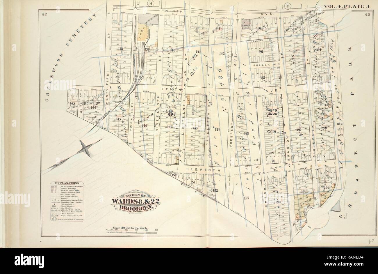 Vol. 4. Plate, I. Map bound by Ninth Ave., Prospect Park, City Line ...