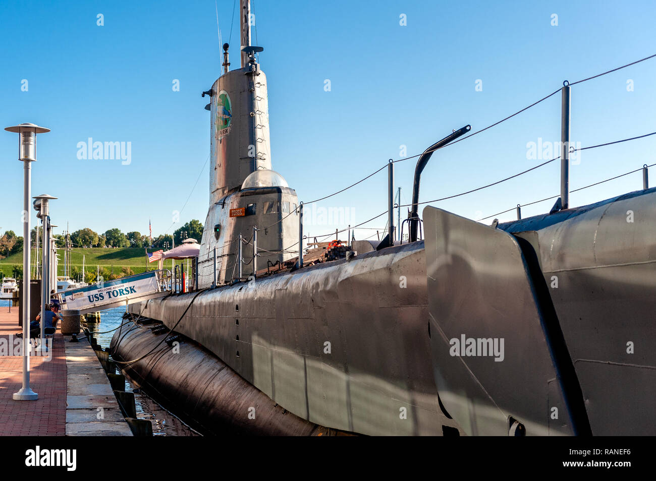 Baltimore's Inner Harbor and the 1944 USS Torsk Submarine, SS-423. The ...