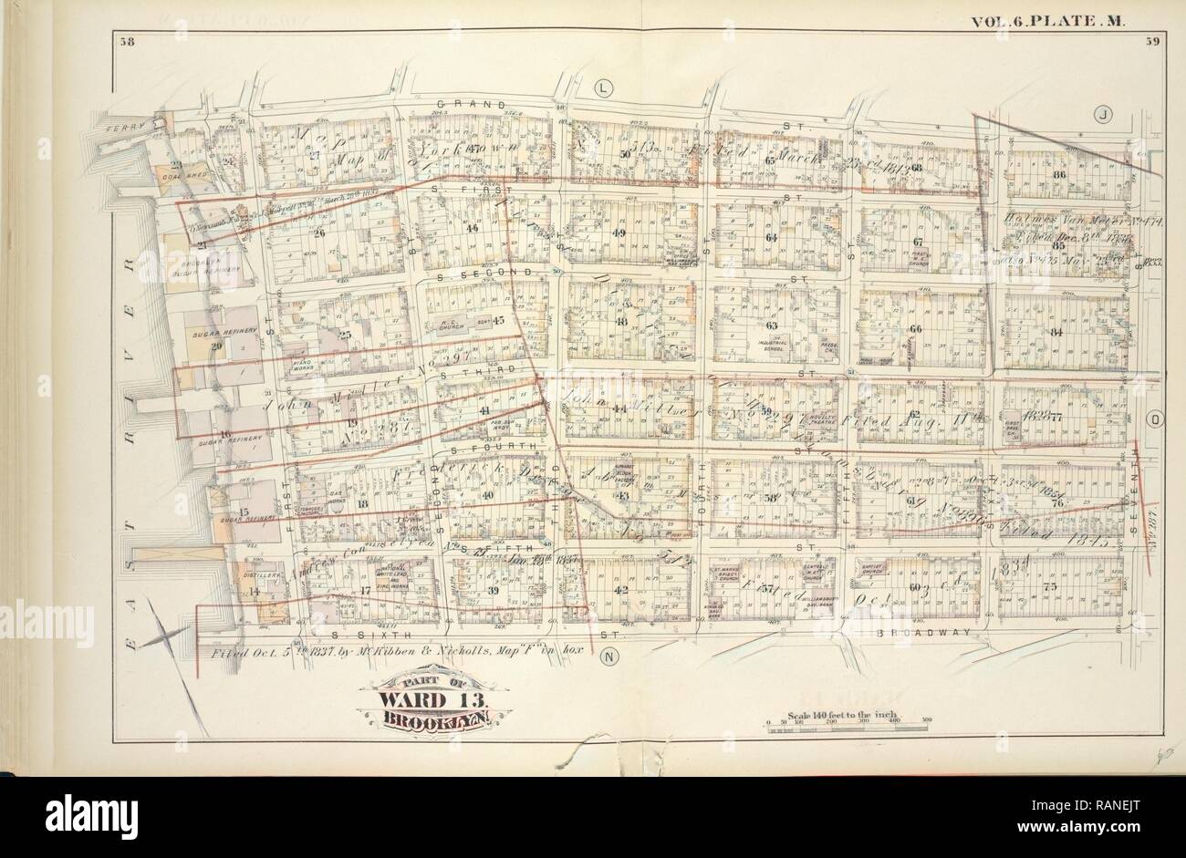 Vol. 6. Plate, M. Map bound by Grand St., Seventh St., Broadway, S ...
