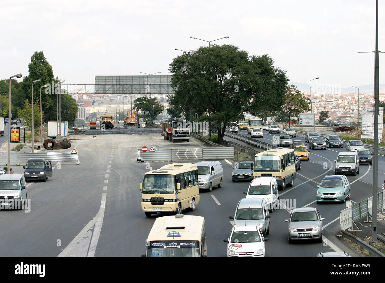 Traffic jam and road construction at E-5 Highway at Istanbul European ...