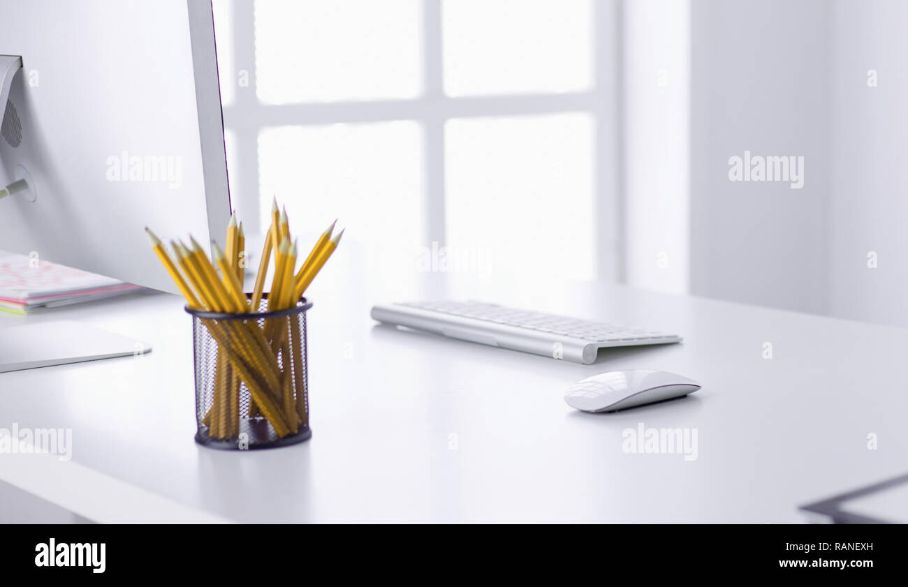 Graphite pencils in a metal grid-container. Concept Stock Photo - Alamy