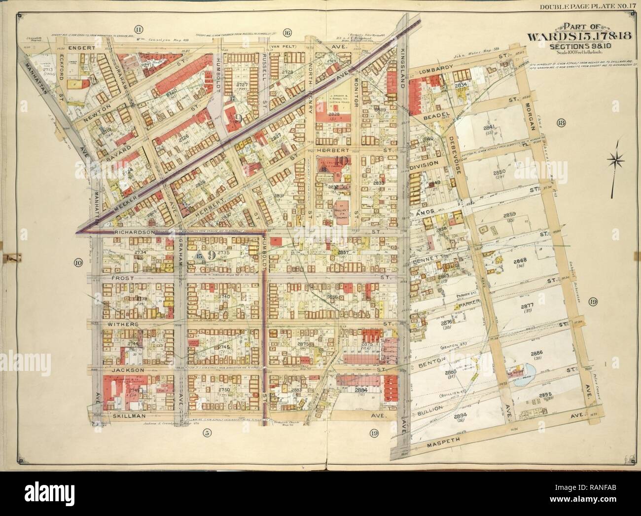 Brooklyn, Vol. 3, Double Page Plate No. 17, Part of Wards 15, 17 & 18 ...
