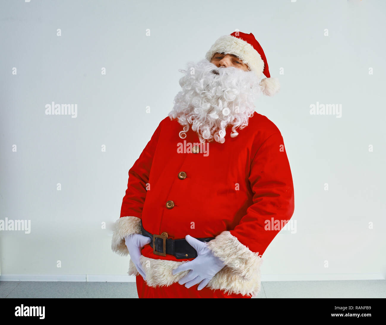 Christmas theme: happy Santa Claus Over white background Stock Photo ...