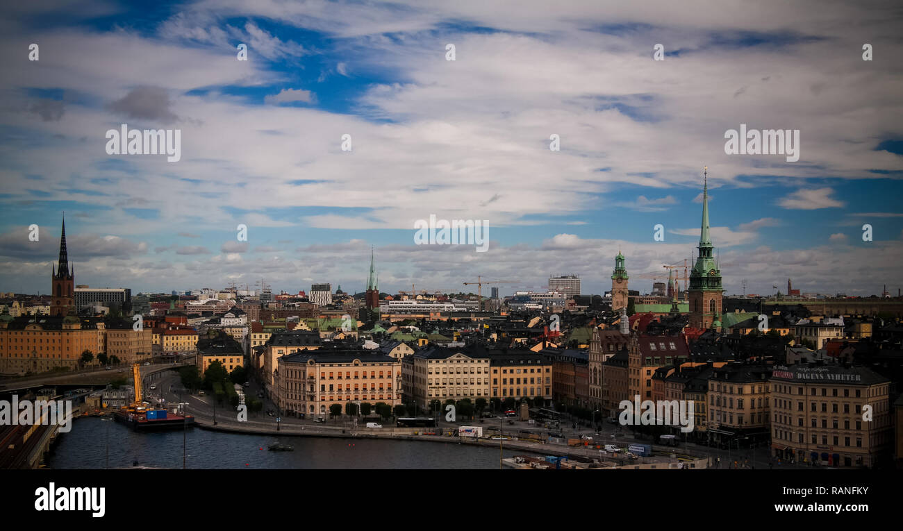 Panorama aerial view to Stokholm from Katarina viewpoint, Stokholm ...