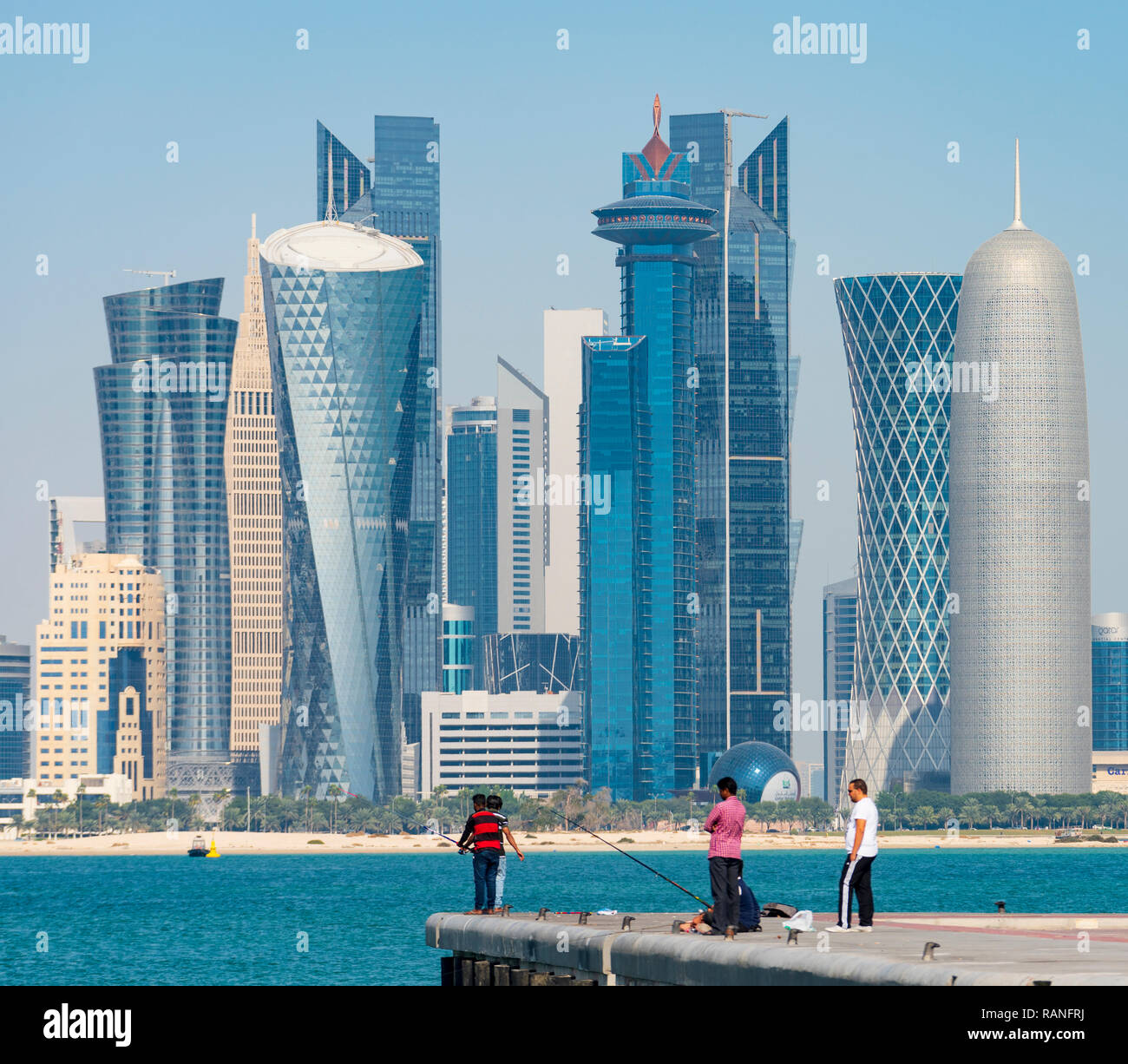 Daytime Skyline view of West Bay business district from The Corniche in ...