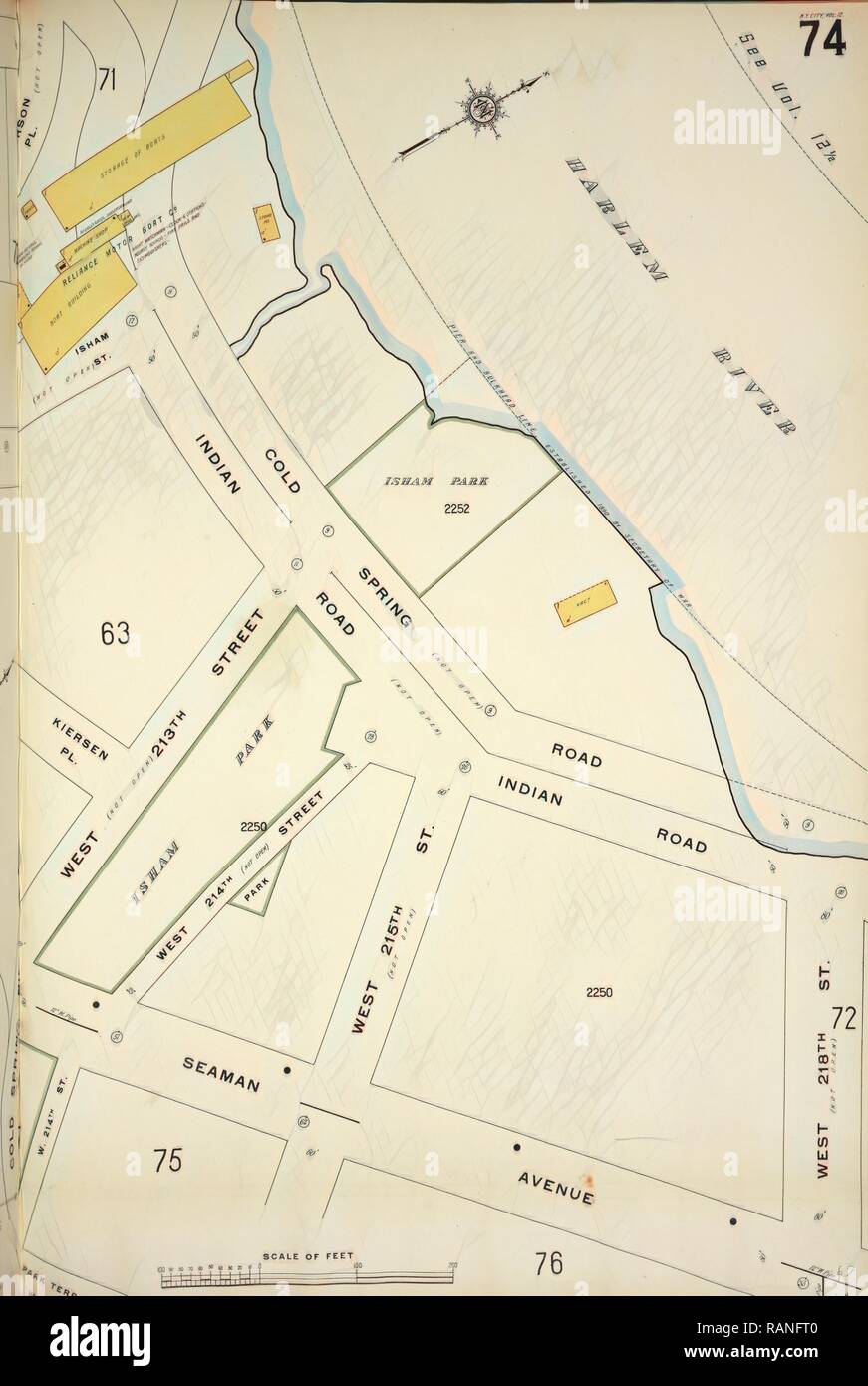 Manhattan, V. 12, Plate No. 74 Map bounded by Harlem River, W. 218th St ...