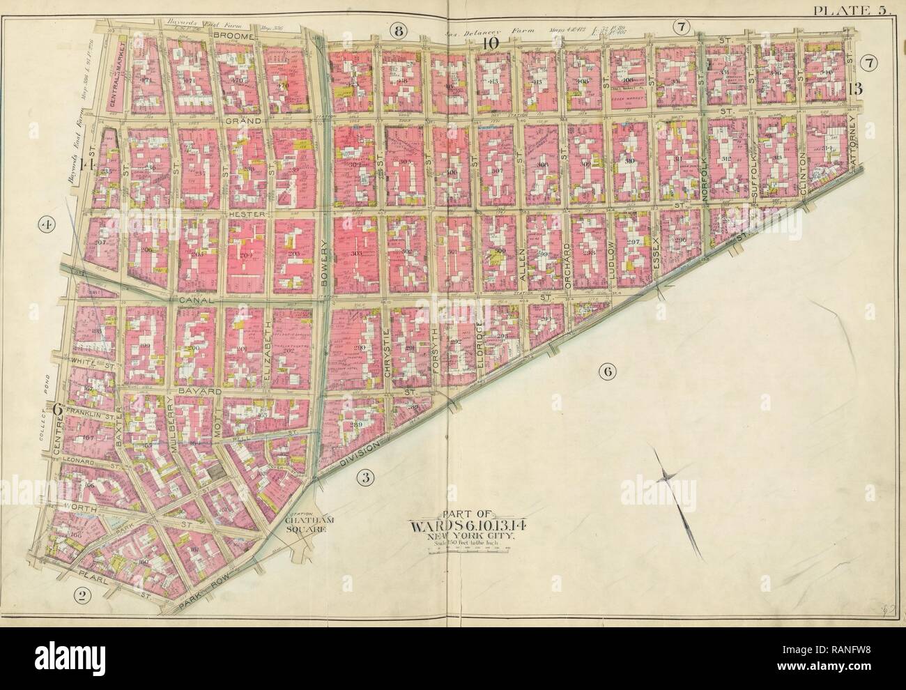Manhattan, Double Page Plate No. 5 Map bounded by Broome St., Division ...