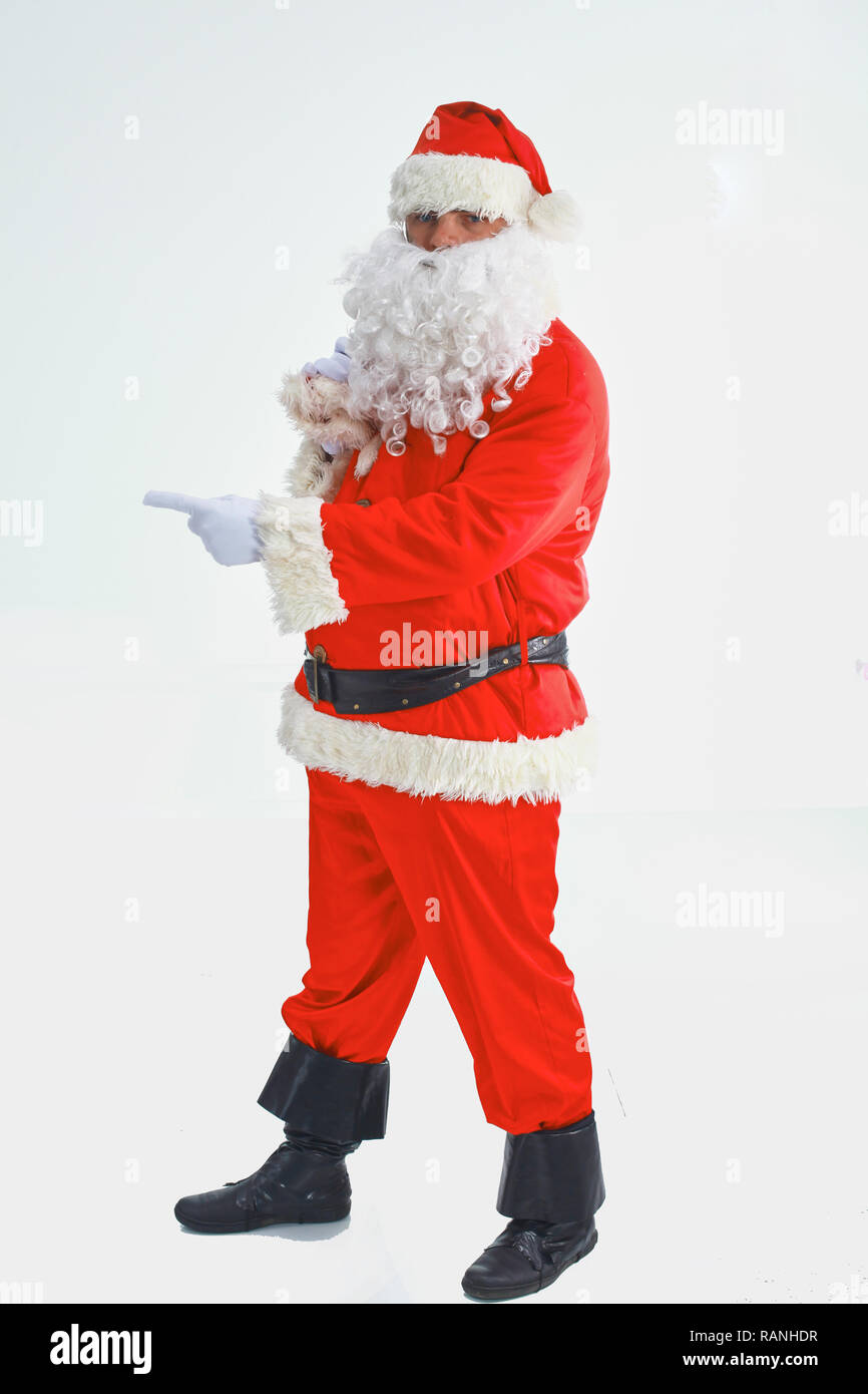 Christmas theme: happy Santa Claus Over white background Stock Photo ...