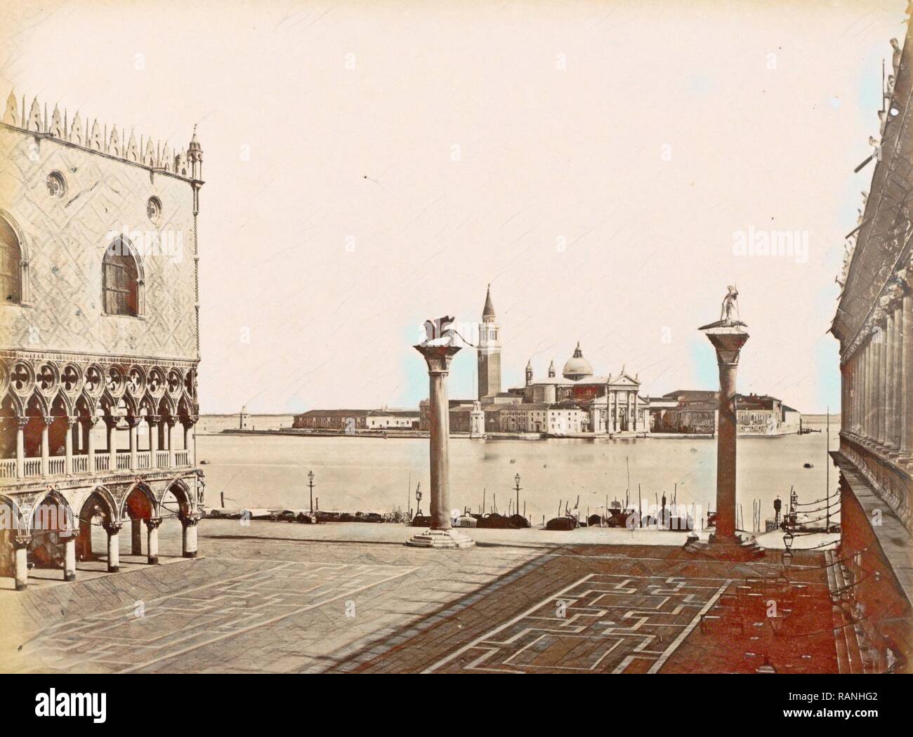 mark with two pillars and view on Isola S. Giorgio in Venice, Carlo ...