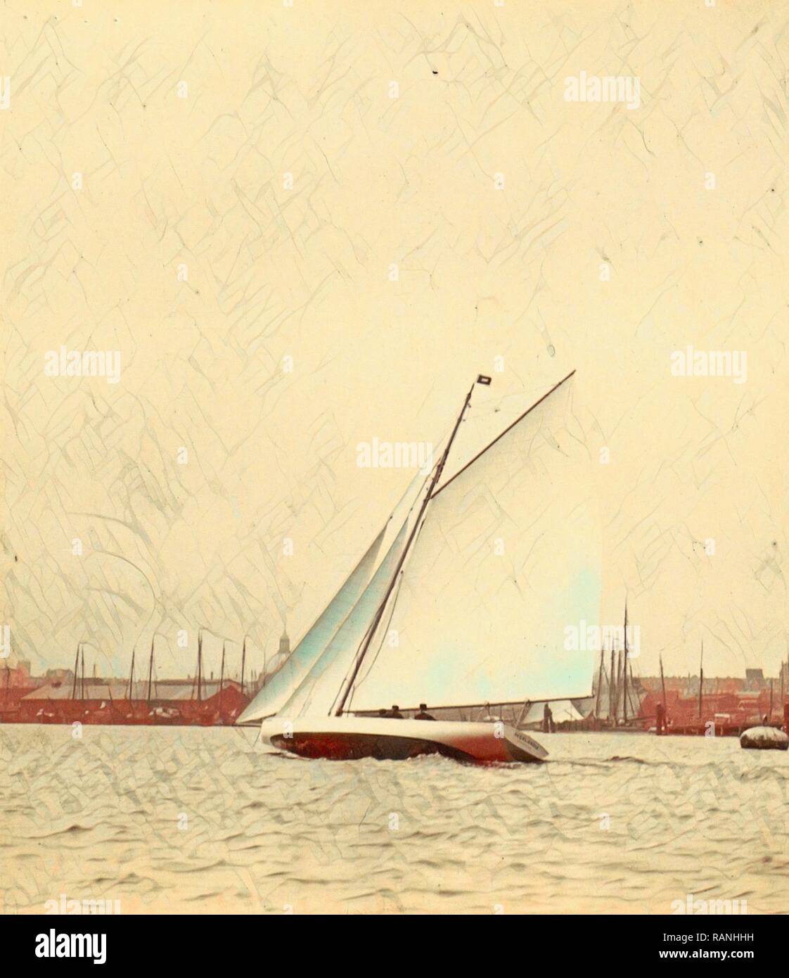 Sailing ship on the water, Anonymous, c. 1900 - c. 1910. Reimagined by ...