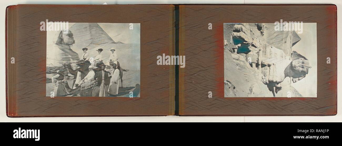 Egypt, pyramids and Sphinx of Giza with three European tourists on ...