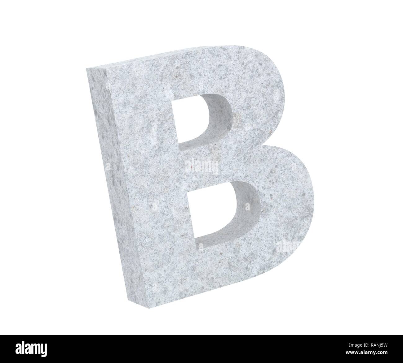 Concrete Capital Letter - B isolated on white background. 3D render ...