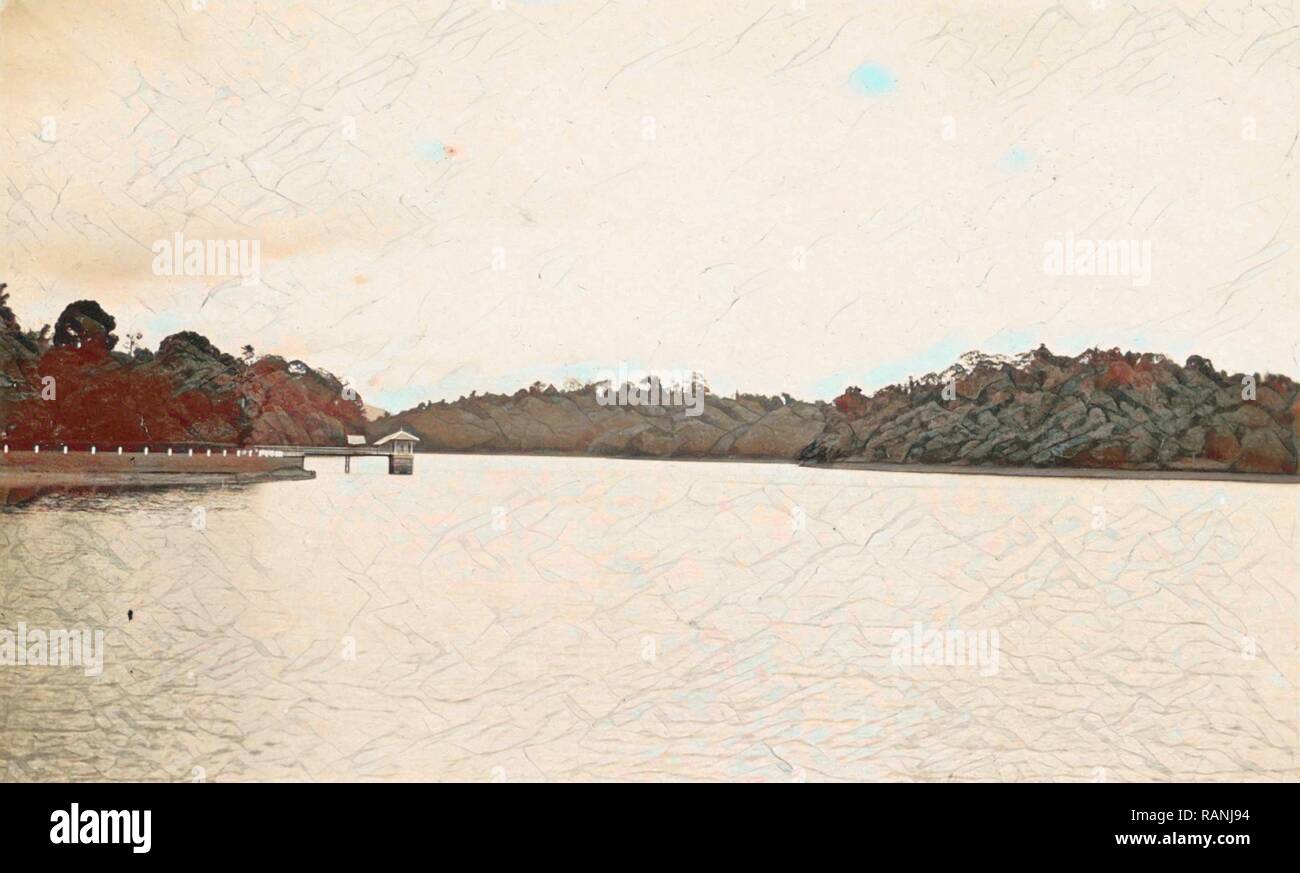 Singapore river with waterworks, Anonymous, 1900 - 1920. Reimagined by ...