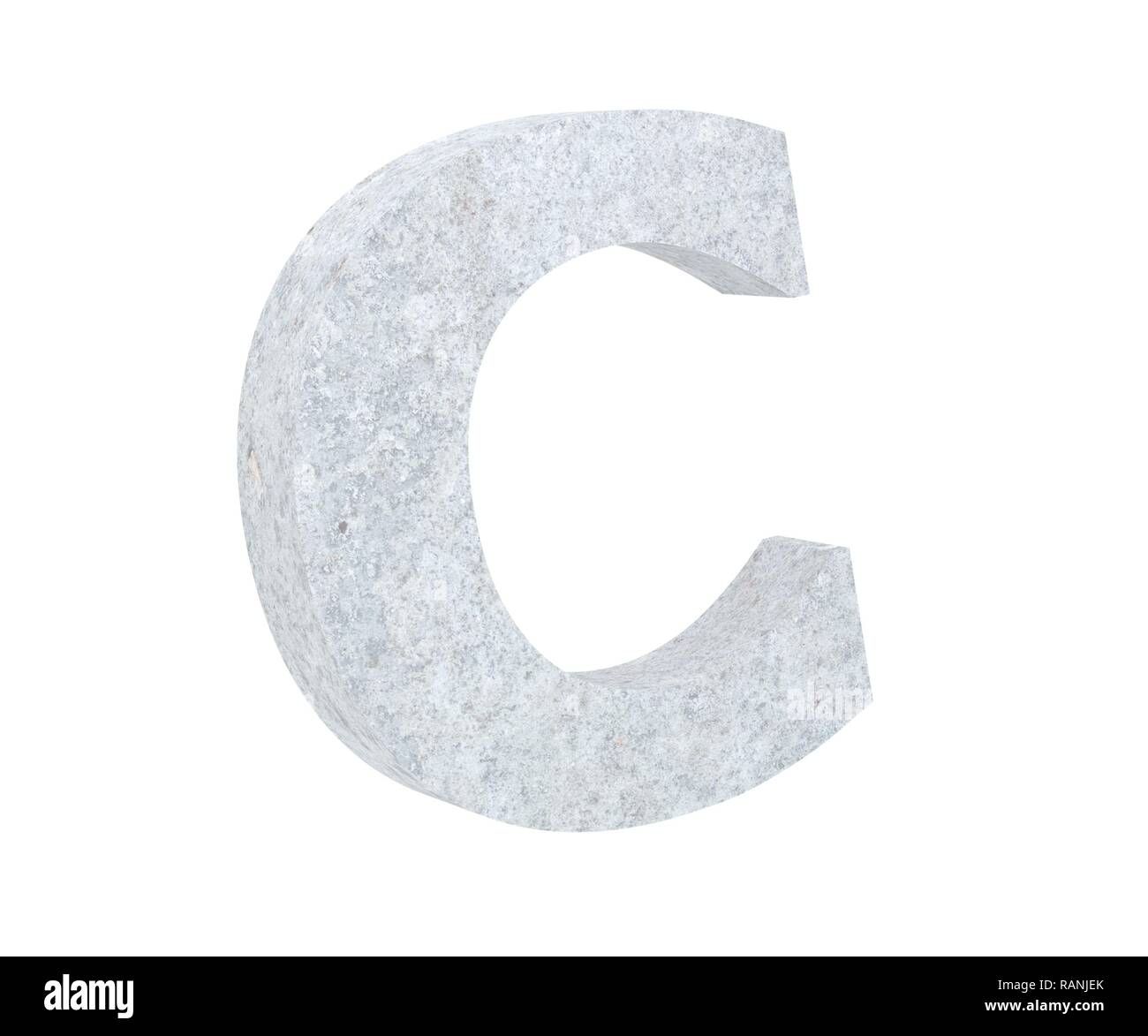 Concrete Capital Letter - C isolated on white background. 3D render ...