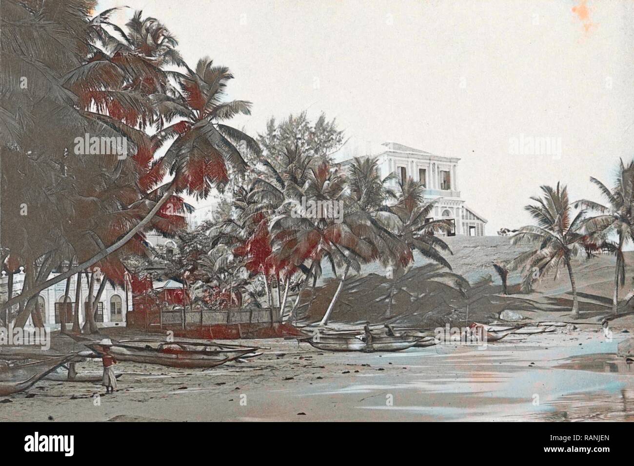 Ceylon in Colombo beach with boats and villas, Sri Lanka, Anonymous ...