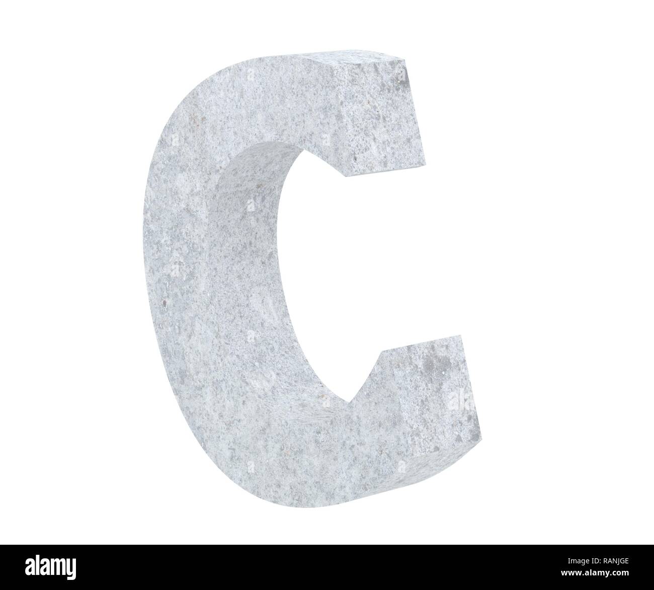 Concrete Capital Letter - C isolated on white background. 3D render ...